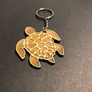 Sea Turtle Keychain - Wooden Keychain - Engraved Key Ring - Turtle Gift ...