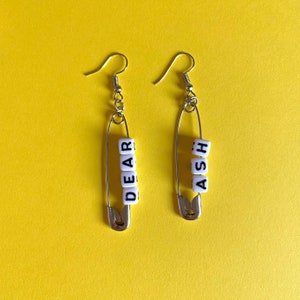 Dear Ash Banana Angel Fish Saftey Pin Earrings Letter Charms | Etsy