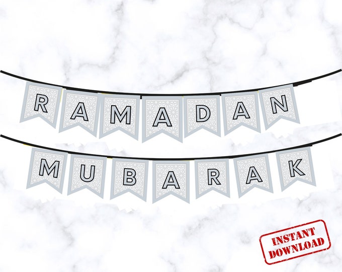 Printable Eid/ Ramadan Mubarak Banner, Ramadan Decorations, Digital ...