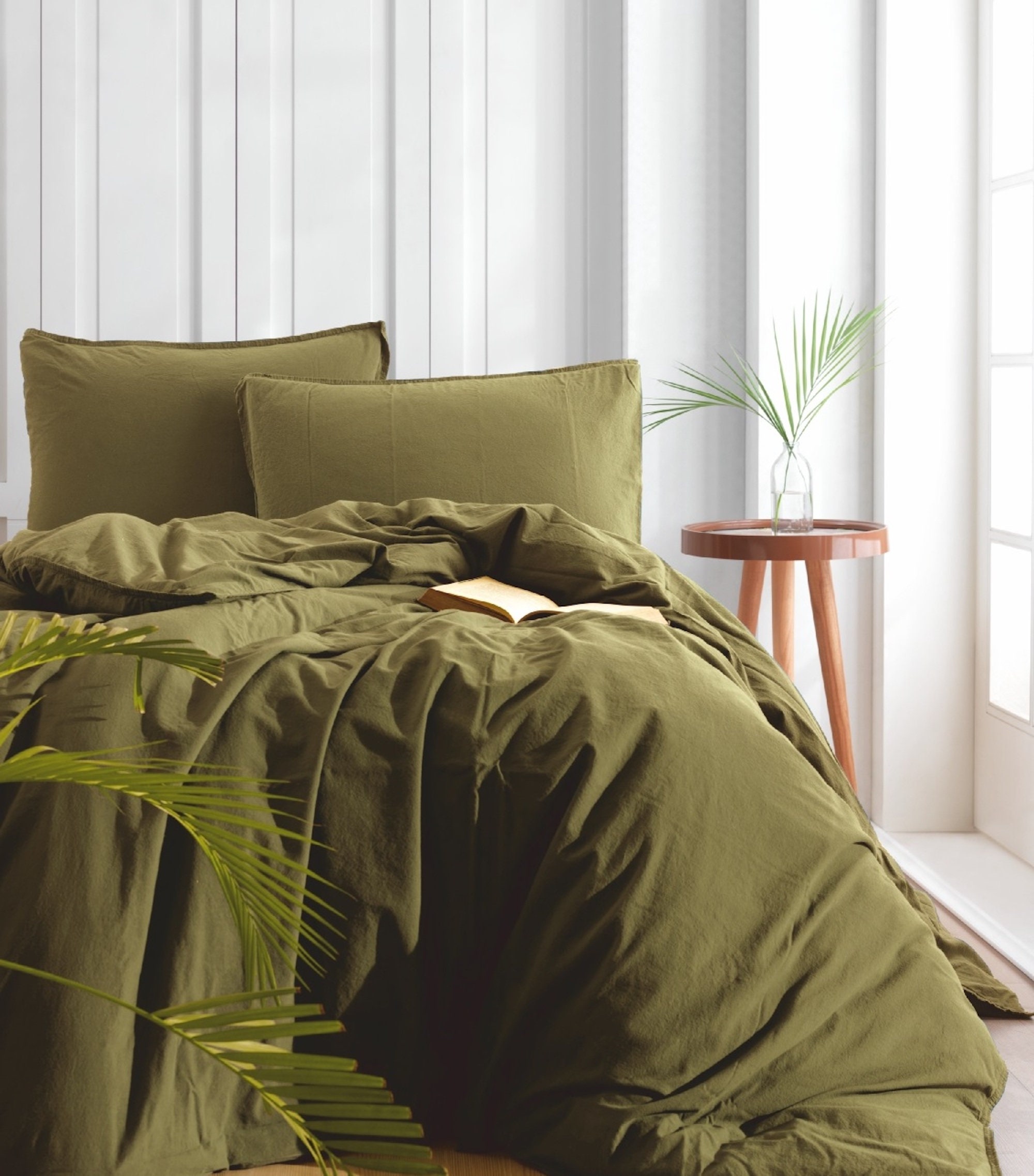 Green Bedding Set 3 Pieces: 1 Duvet Cover + 2 Pillow Cases, King Rustic ...
