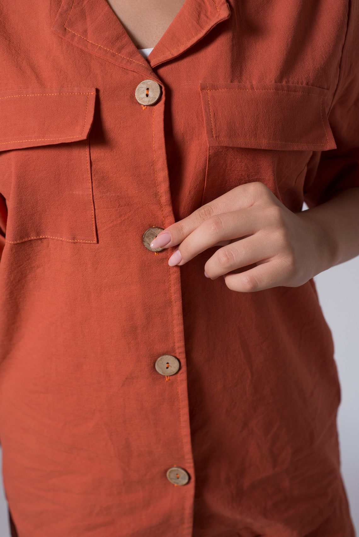 Burnt Orange Pajamas Set Stone Washed Organic Cotton Pajama - Etsy