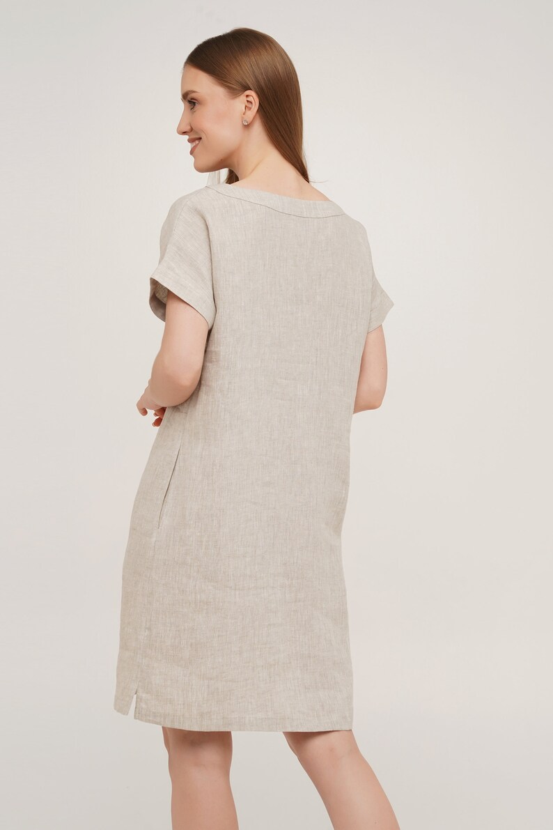 Stonewashed Linen Dress, Linen Dress With Pockets, Womans Loose Linen ...