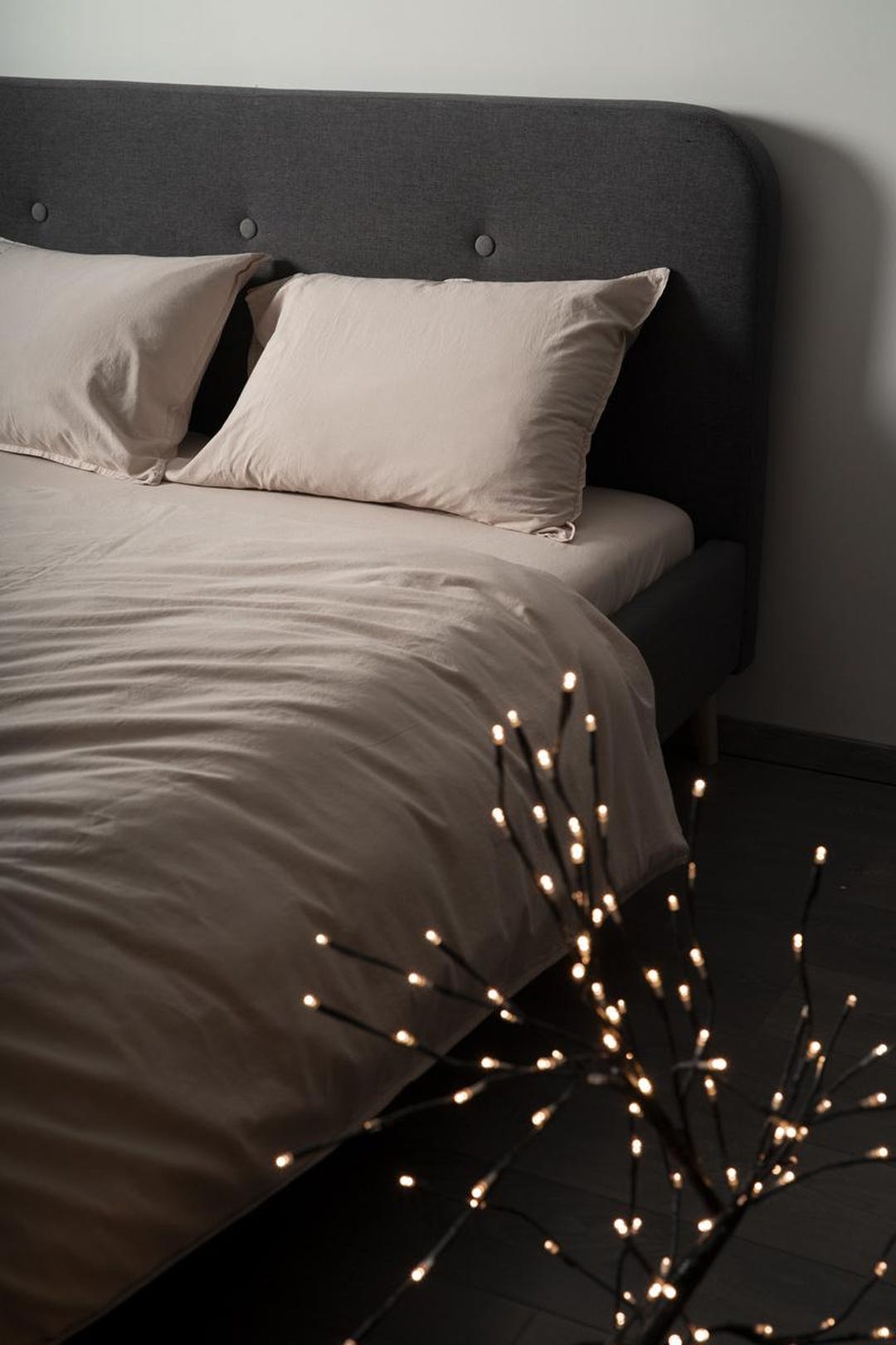 Stone Washed Bedding Set: 1 Duvet Cover + 2 Pillow Cases - Natural ...