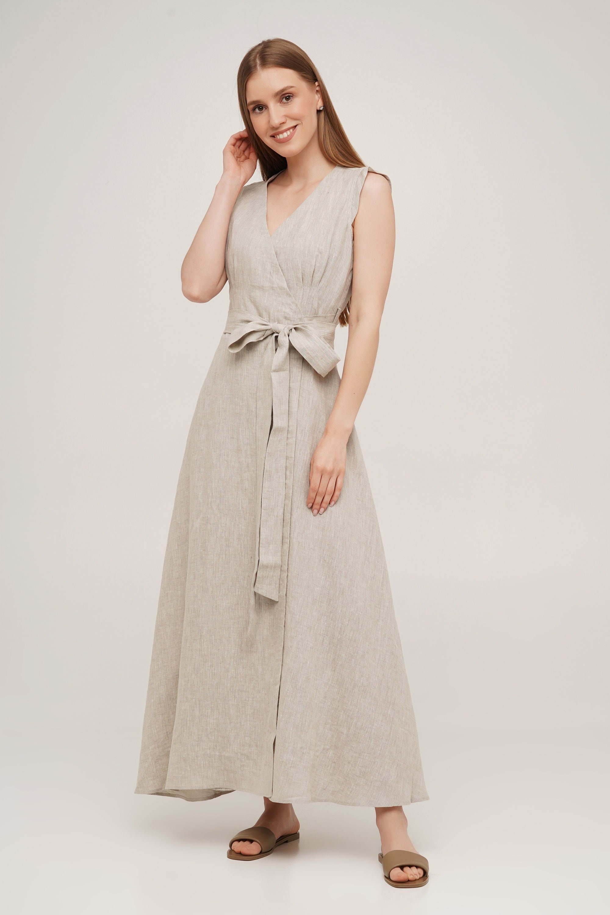 Wrap Linen Dress and Other Colours, Summer Wrap Dress Maxi, Linen ...