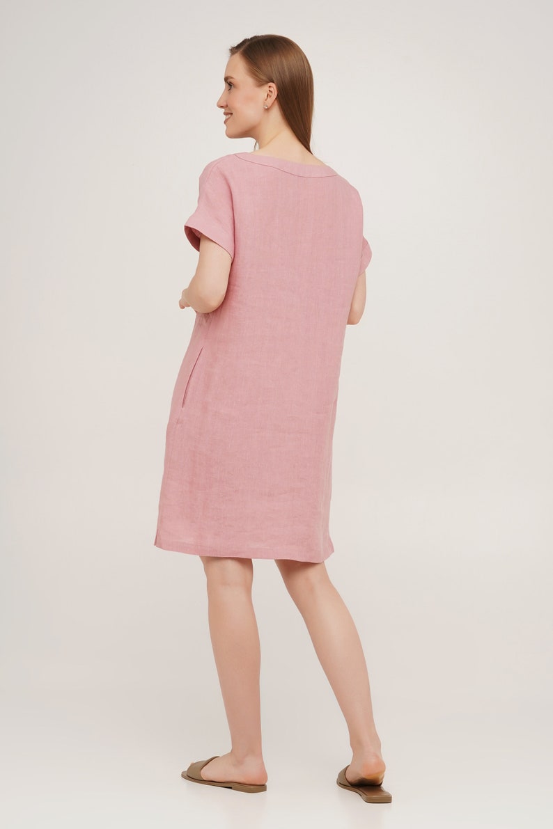 Stonewashed Linen Dress, Linen Dress With Pockets, Womans Loose Linen ...