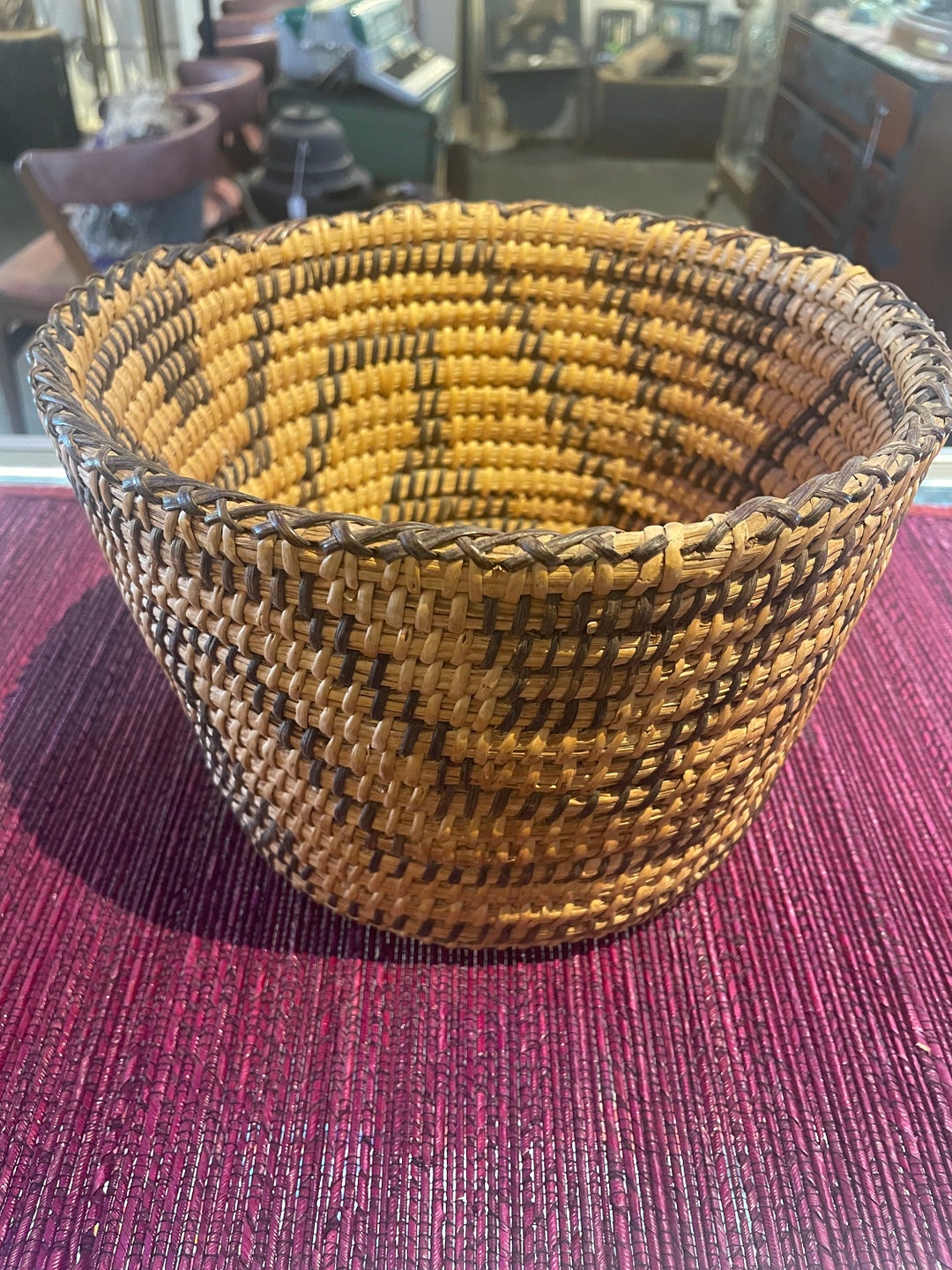 Antique Yavapai Basket: Handmade Native American Water Serpent Design ...
