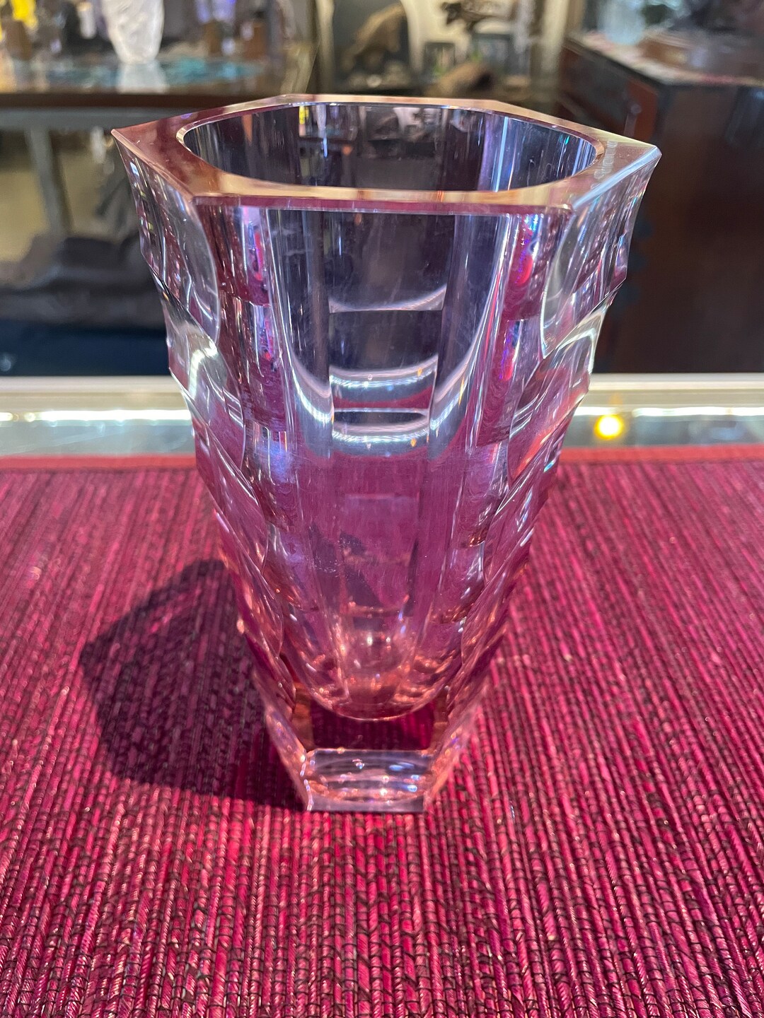 Moser Alexandrite Purple Art Glass Vase Heavy Gorgeous Clean Lines 6.5 ...