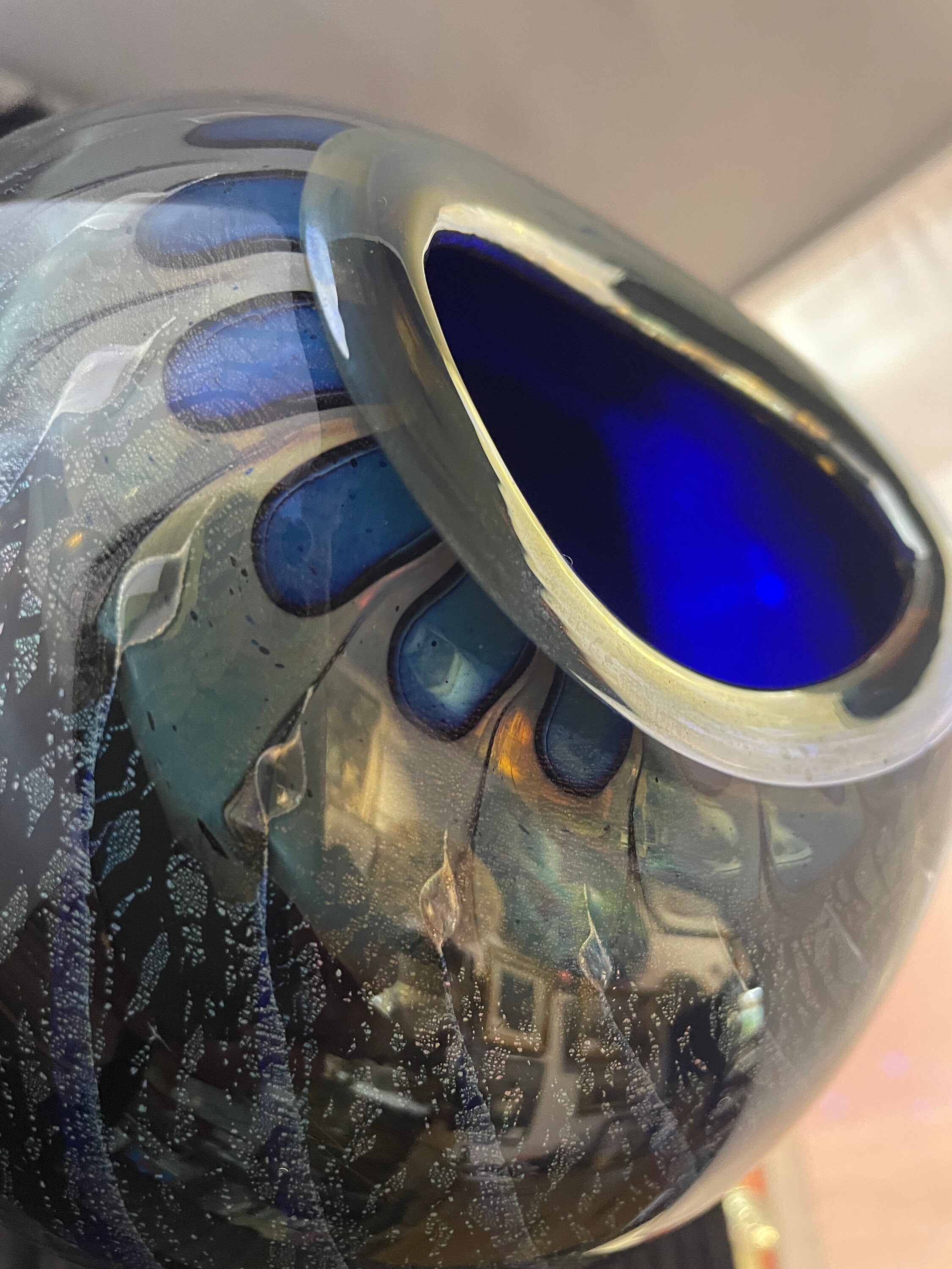 Art Glass Vase by Tim Lazer Cobalt Hand Blown Beautiful - Etsy