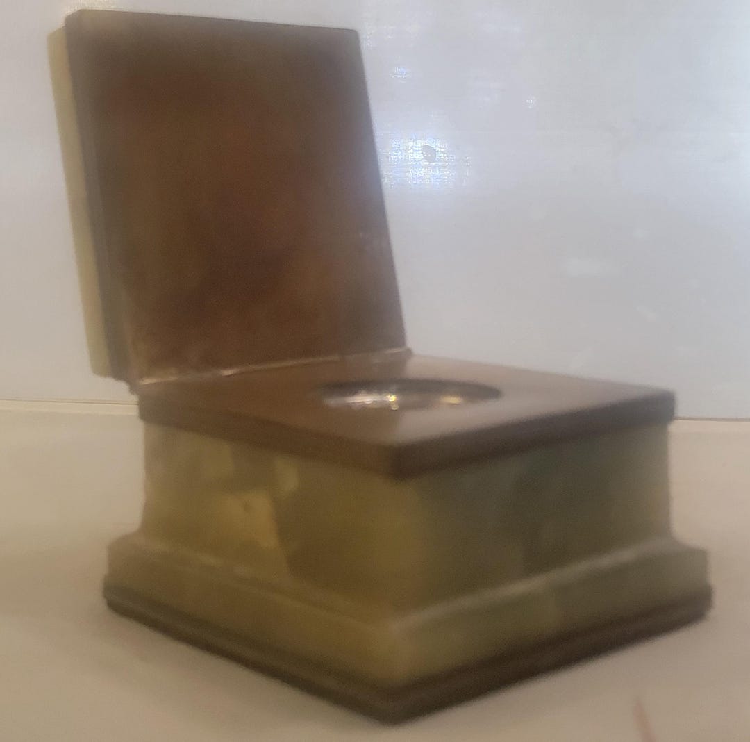 Antique Jade & Bronze Inkwell Made in Austria original Glass Well - Etsy