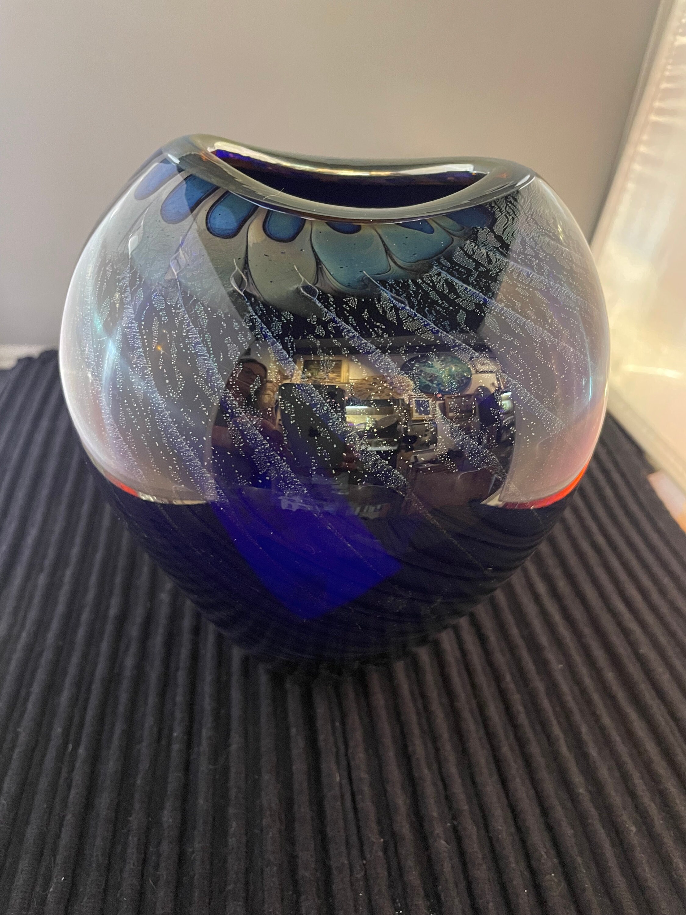 Art Glass Vase by Tim Lazer Cobalt Hand Blown Beautiful - Etsy