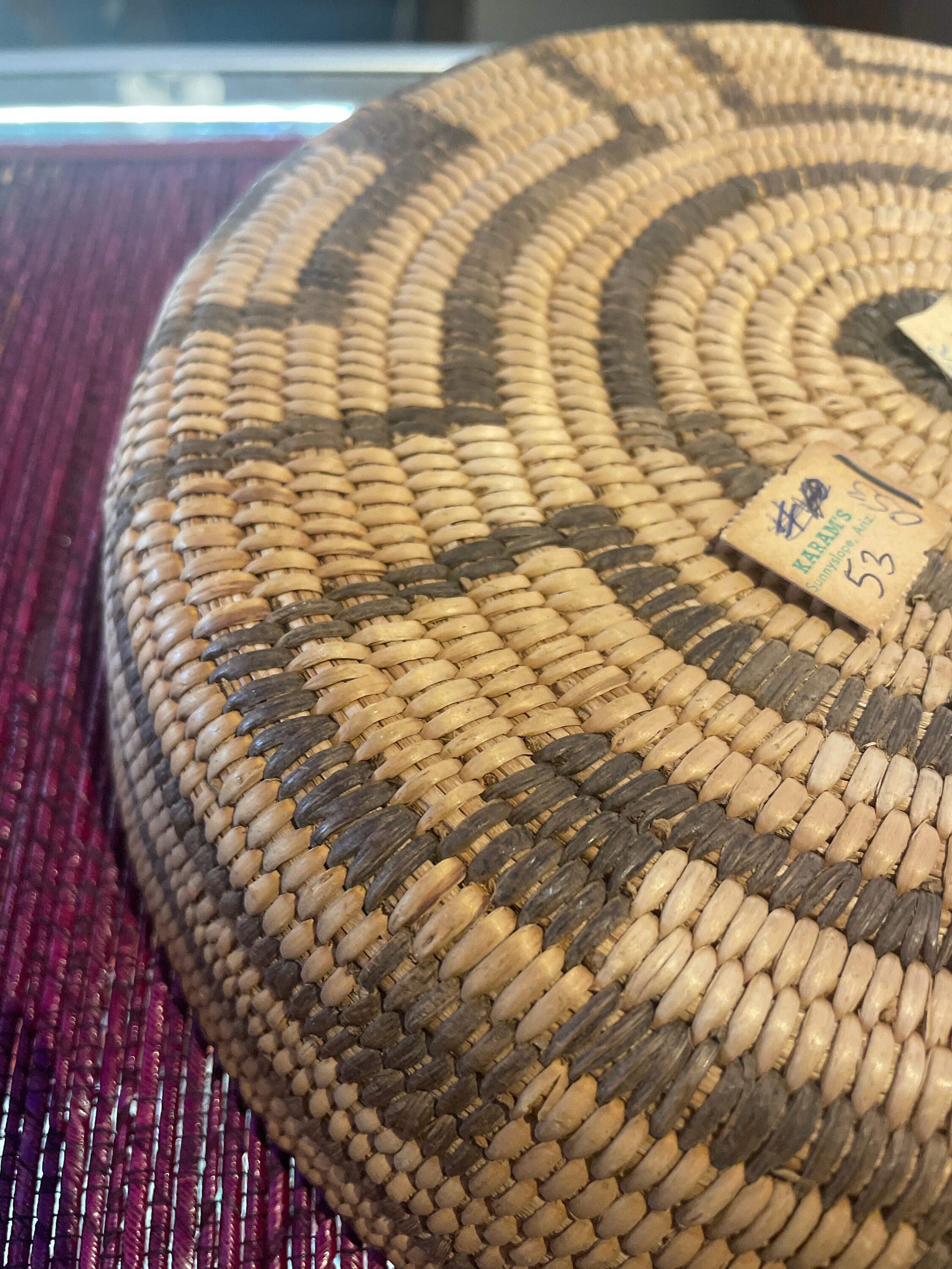 Antique Pima Basket Tahano O'odham Joined Whirling Log Pattern 9 ...