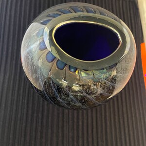 Art Glass Vase by Tim Lazer Cobalt Hand Blown Beautiful - Etsy