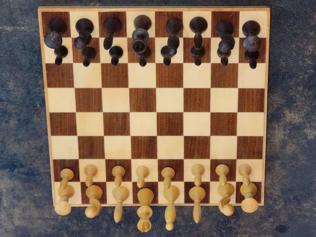 MCM Vintage ANRI Hand Carved Chessboard Chess Set Space Age Arthur ...