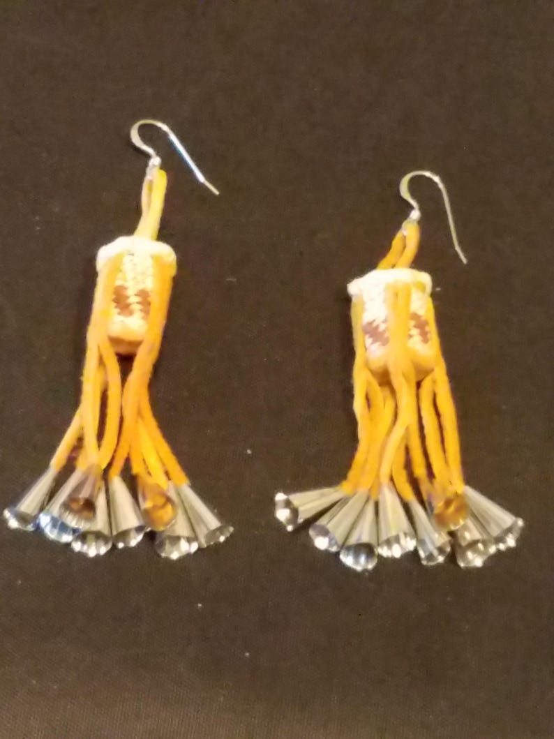 1970s Apache Mini Hand Woven Burden Basket Earrings 8 Dangling Jingle ...