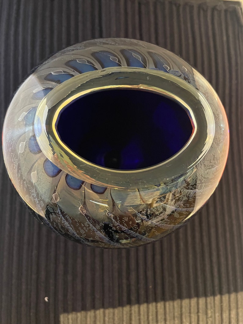 Art Glass Vase by Tim Lazer Cobalt Hand Blown Beautiful - Etsy