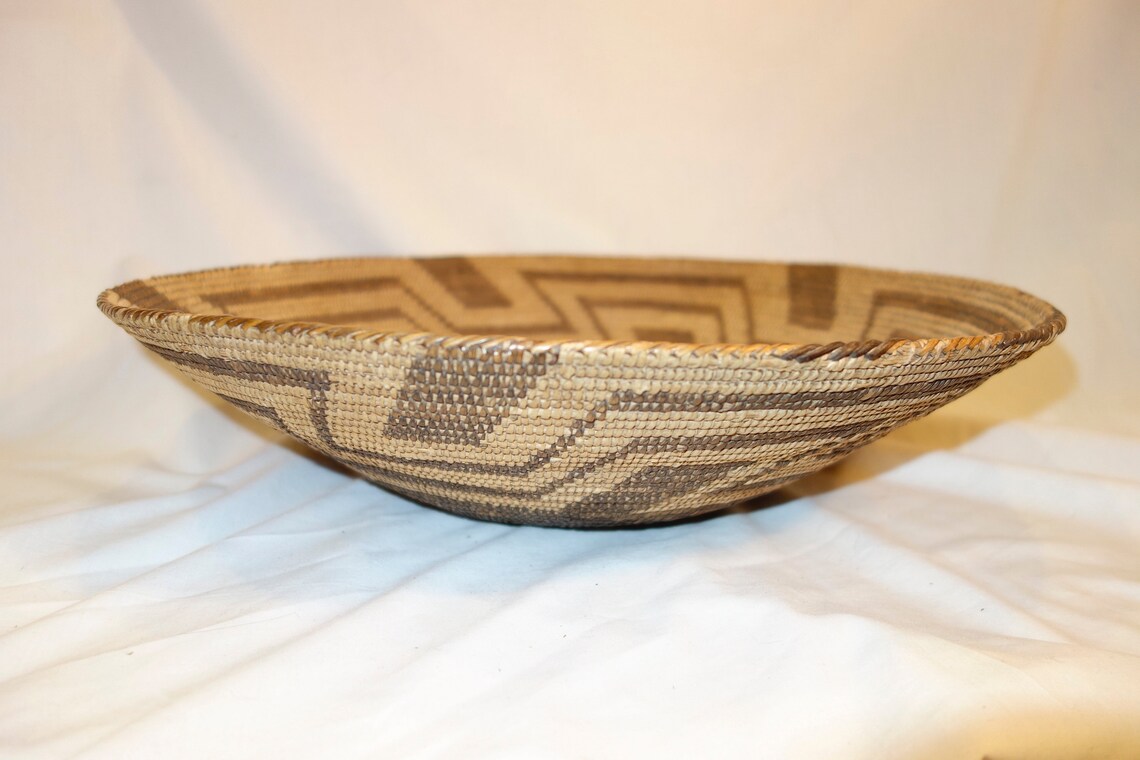 Antique Pima Native American Basket 16” Shield Motif Estate Very Good ...
