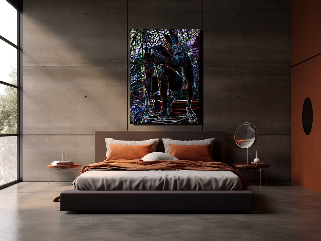 Poised Masculinity Canvas Piece STATUE Multi-color Lines Black Canvas ...