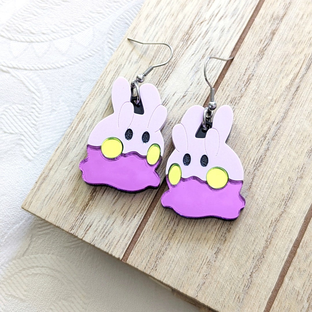 Goo Monster Earrings, Purple Green, Lightweight Acrylic Jewelry, Dragon ...