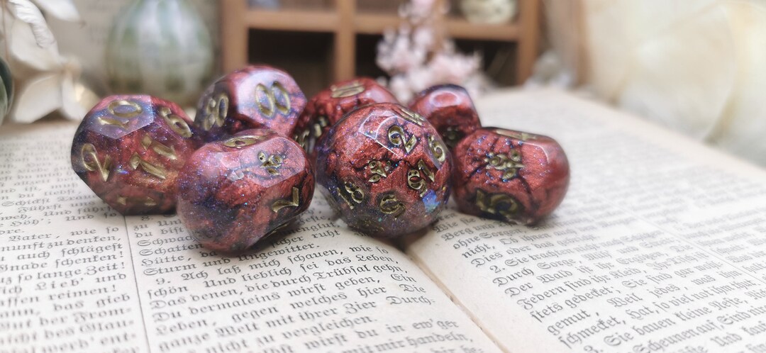 Fire and Blood - 7 Piece Set Orb Dice TTRPG Dnd - Etsy