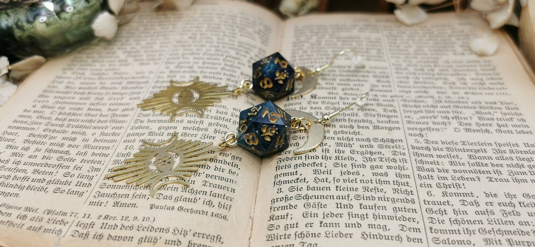Triple Moon Sigil D20 Earrings Dnd - Etsy