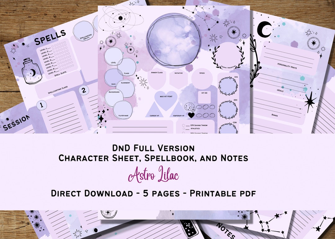 Astro Lilac - Dnd 5e Full Version Charactersheet, Spellbook, and ...