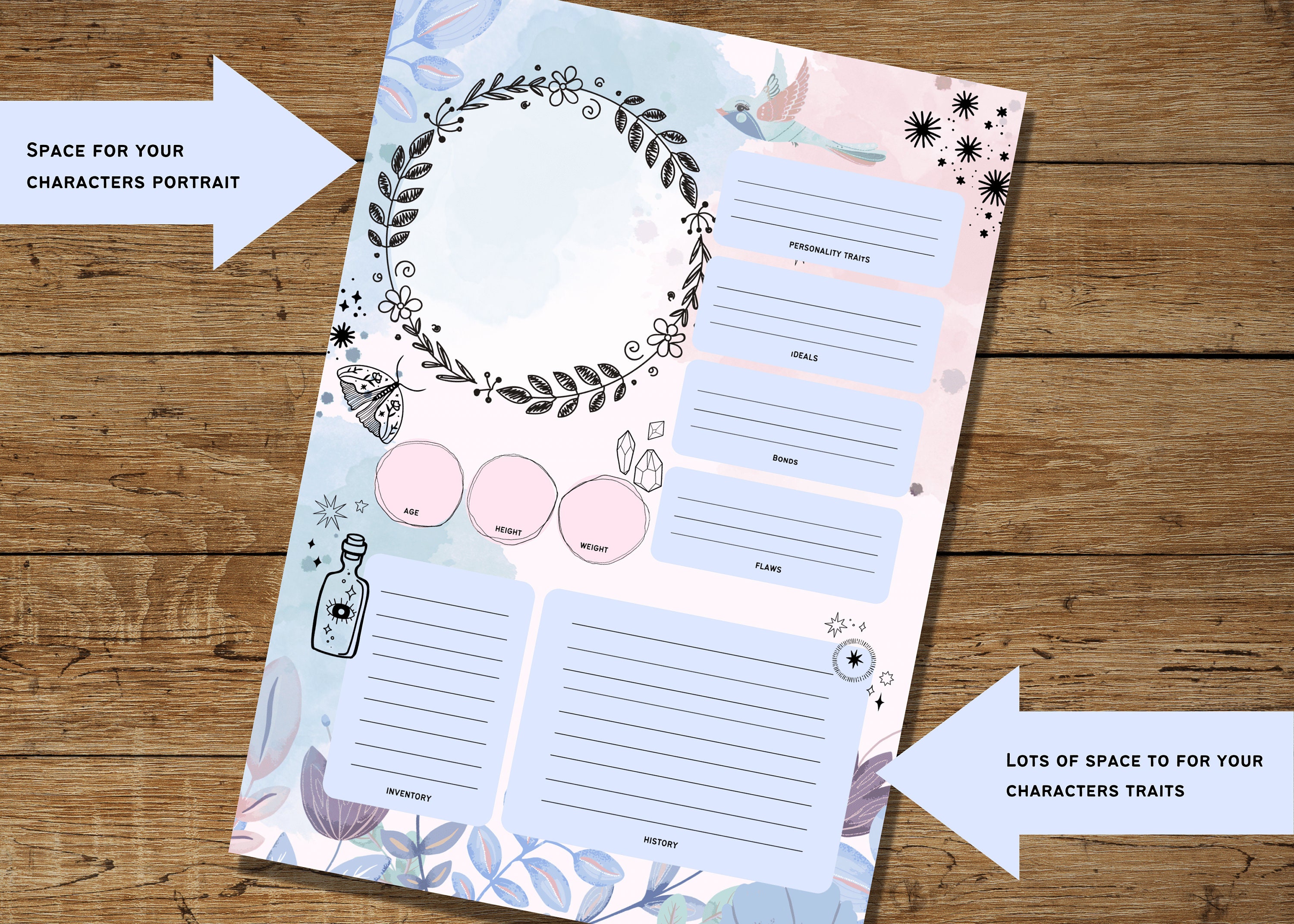 Faeries Garden Dnd 5e Character Sheet Basic 2 Pages Direct - Etsy UK