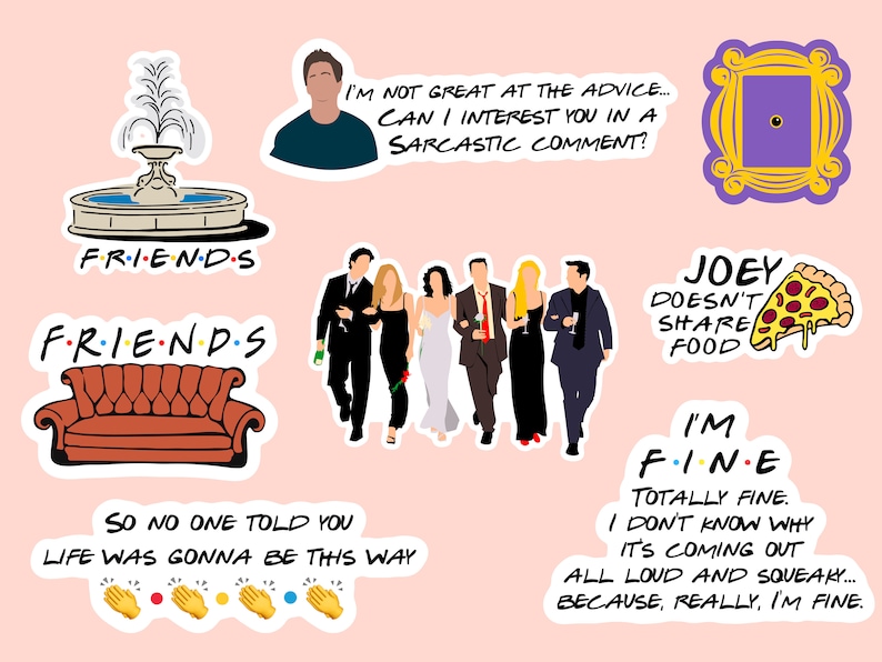 Friends TV Show Sticker Pack Friends Stickers Pack of 8 | Etsy