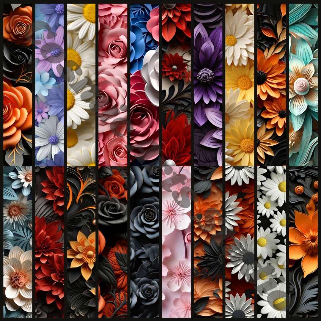 3D Tumbler Seamless Floral Tumbler Pattern, 300 DPI, PGN, Digital ...