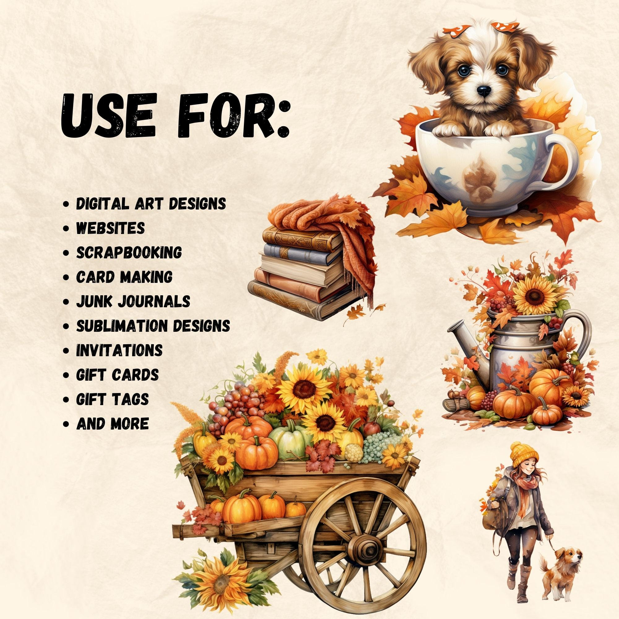 Autumn Clipart, Digital Planner Stickers Fall Prints, Fall Digital ...