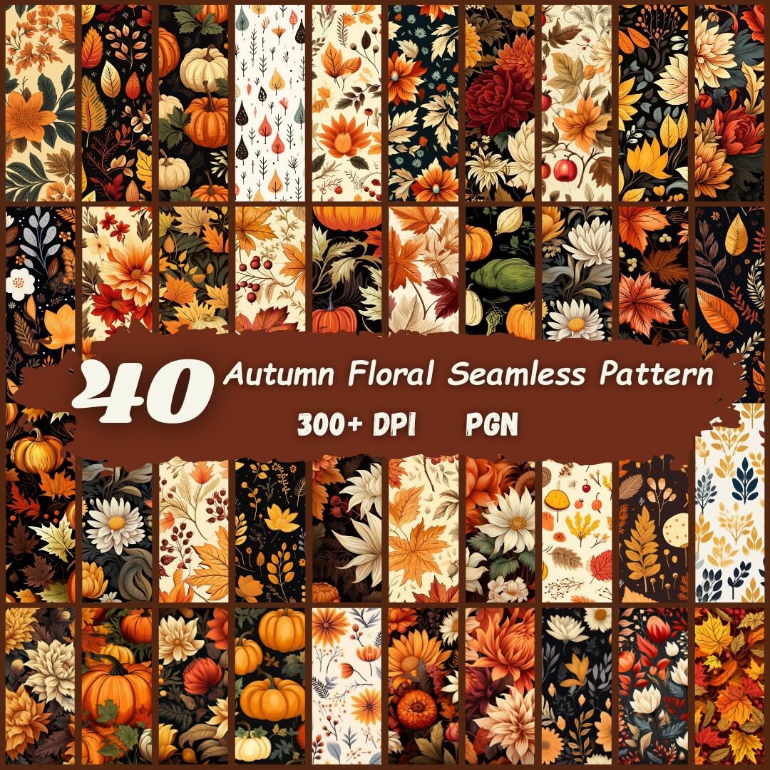 Autumn Digital Print Fall Digital Paper Patterns Seamless Paper PNG 300 ...