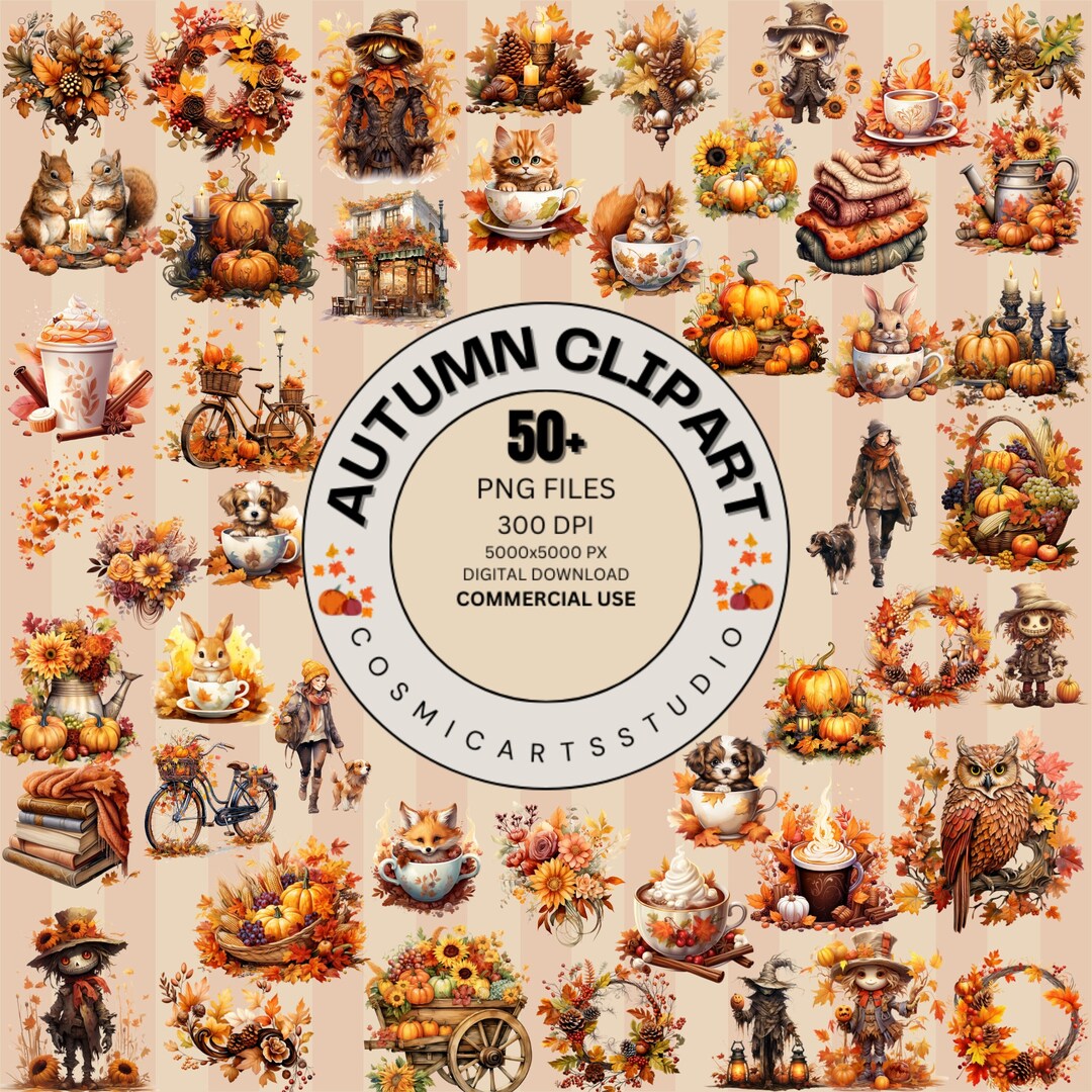 Autumn Clipart, Digital Planner Stickers Fall Prints, Fall Digital ...