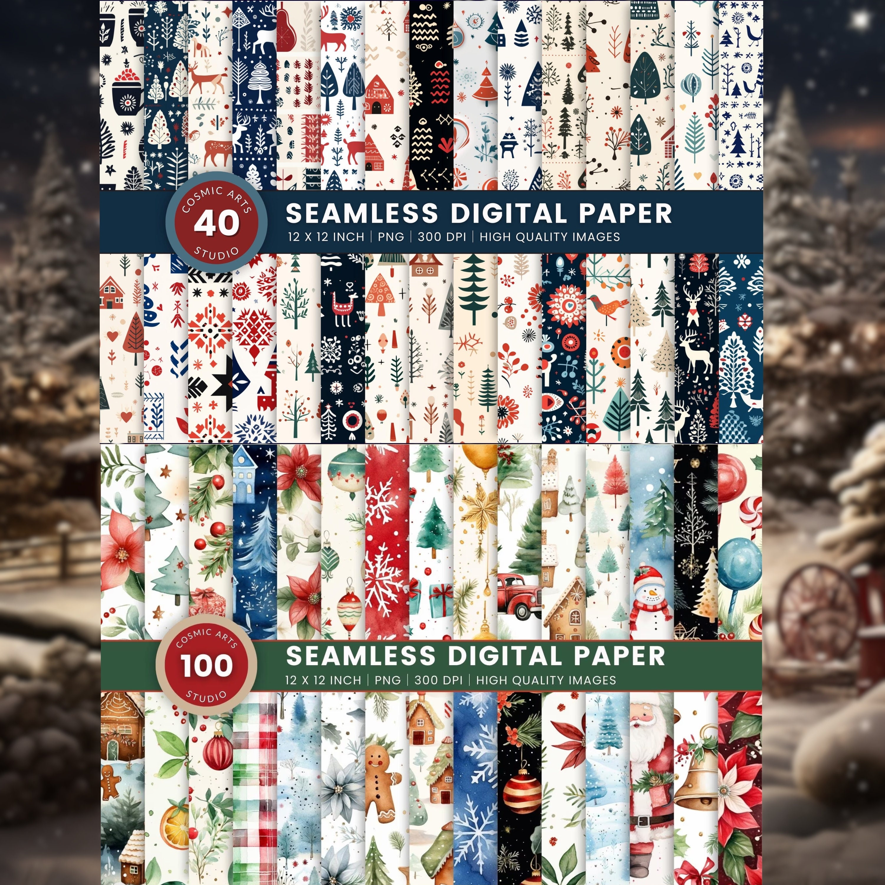 Christmas Round Ornament Bundle PNG Sublimation Designs , Vintage ...