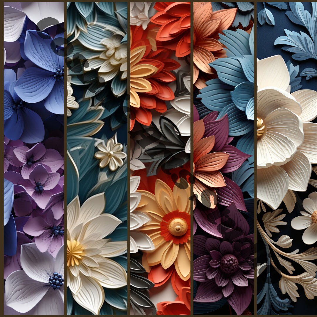 3D Tumbler Seamless Floral Tumbler Pattern, 300 DPI, PGN, Digital ...