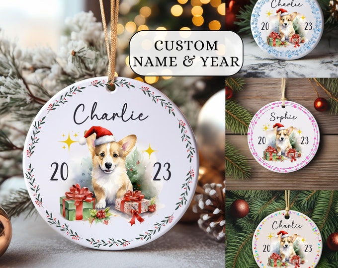Personalized Corgi Ornament, Corgi Christmas Gift, Corgi Christmas ...
