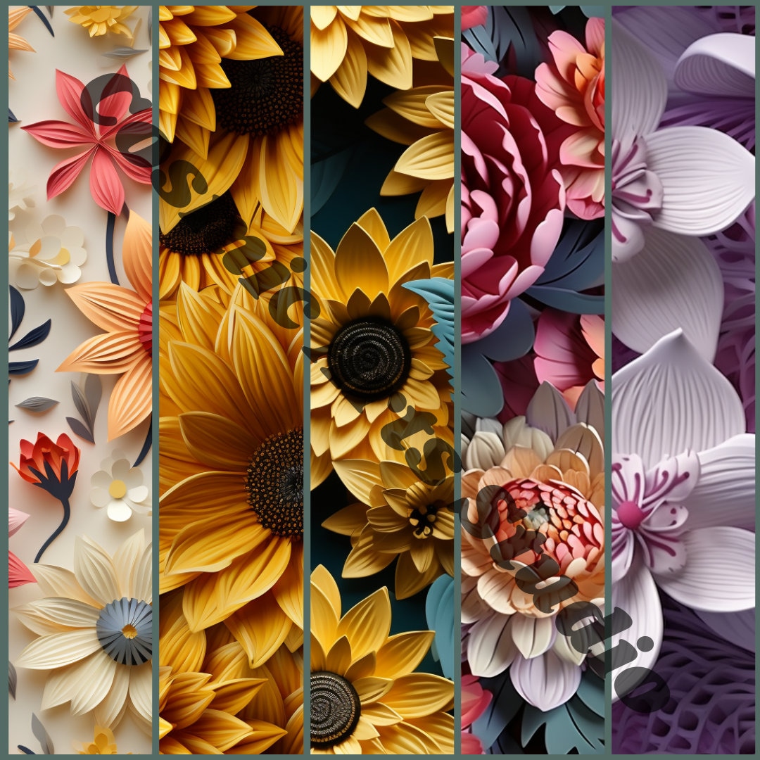 3D Tumbler Seamless Floral Tumbler Pattern, 300 DPI, PGN, Digital ...