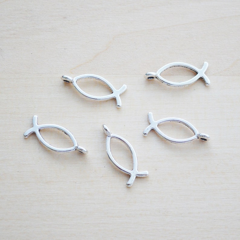 Ichthys Charm Jesus Fish Charm Silver Tone Charm Set of - Etsy