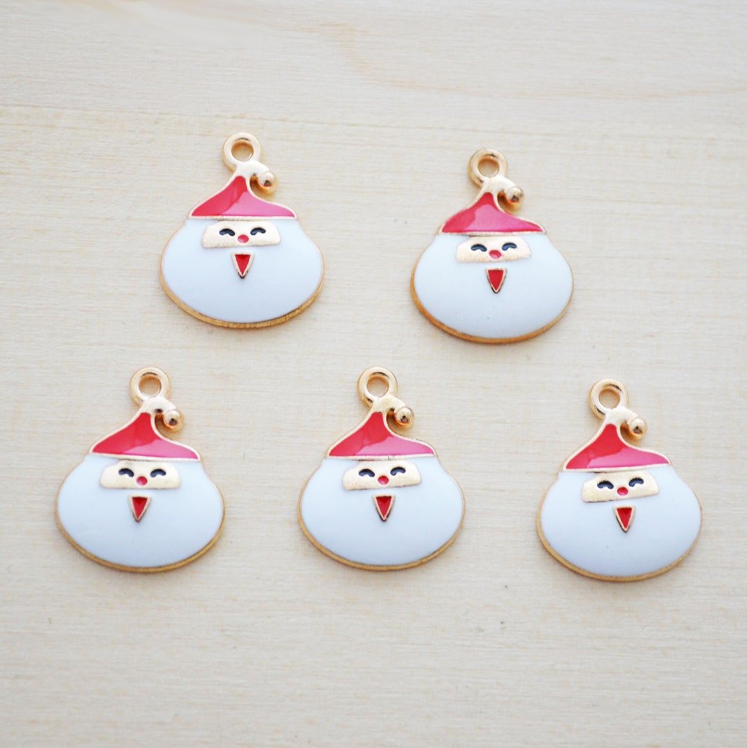 Gold Santa Claus Charms Gold Enamel Santa Charms Set of 5 - Etsy