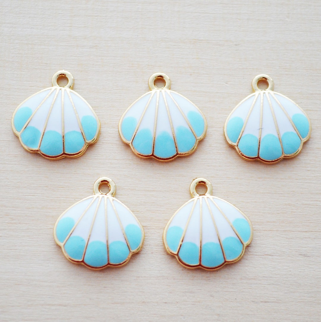 Blue Seashell Charms Beach Charms for Jewelry Making Blue Shell Enamel ...