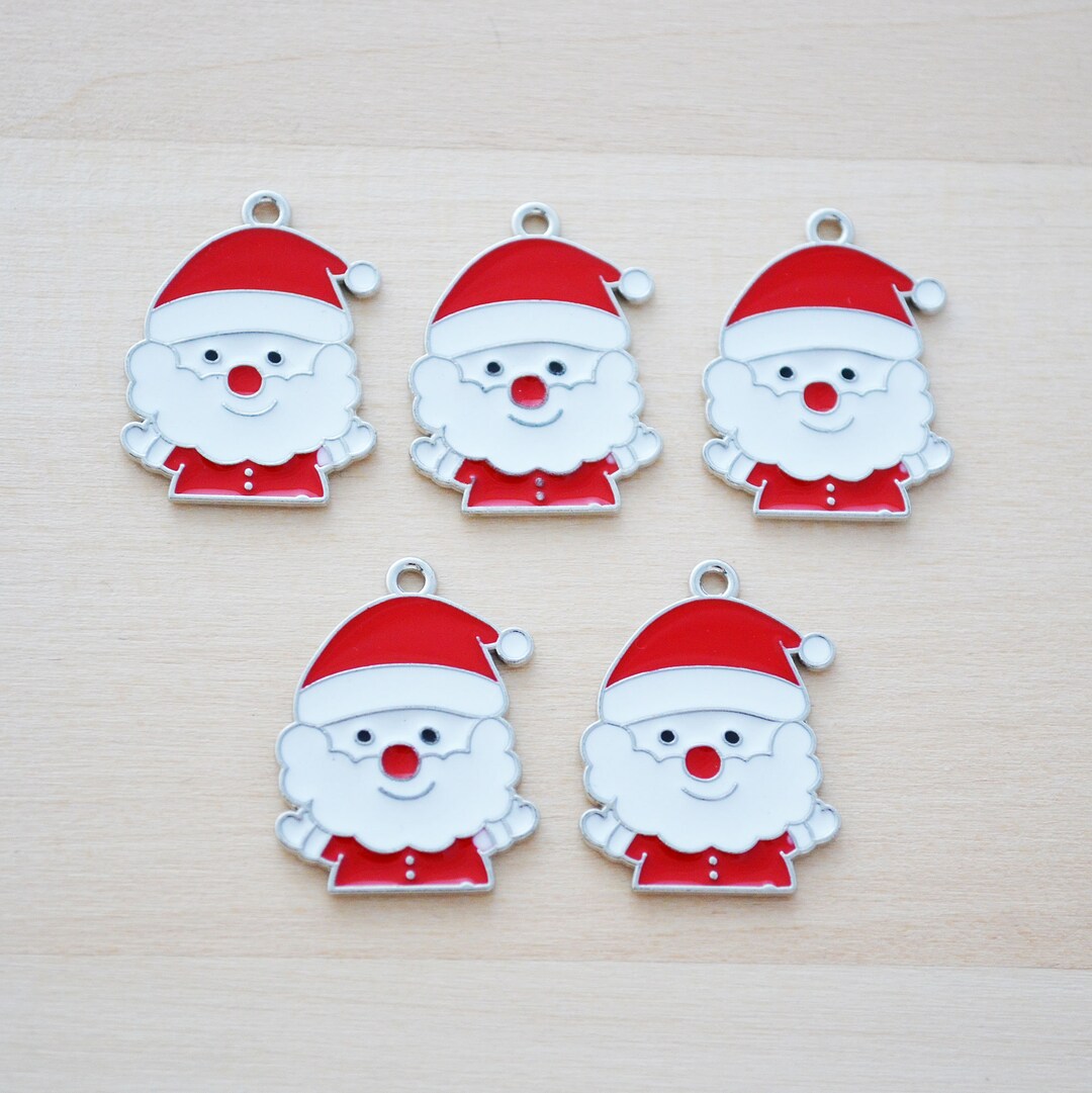 Enamel Santa Charms Set of 5 Enamel Christmas Charms for - Etsy