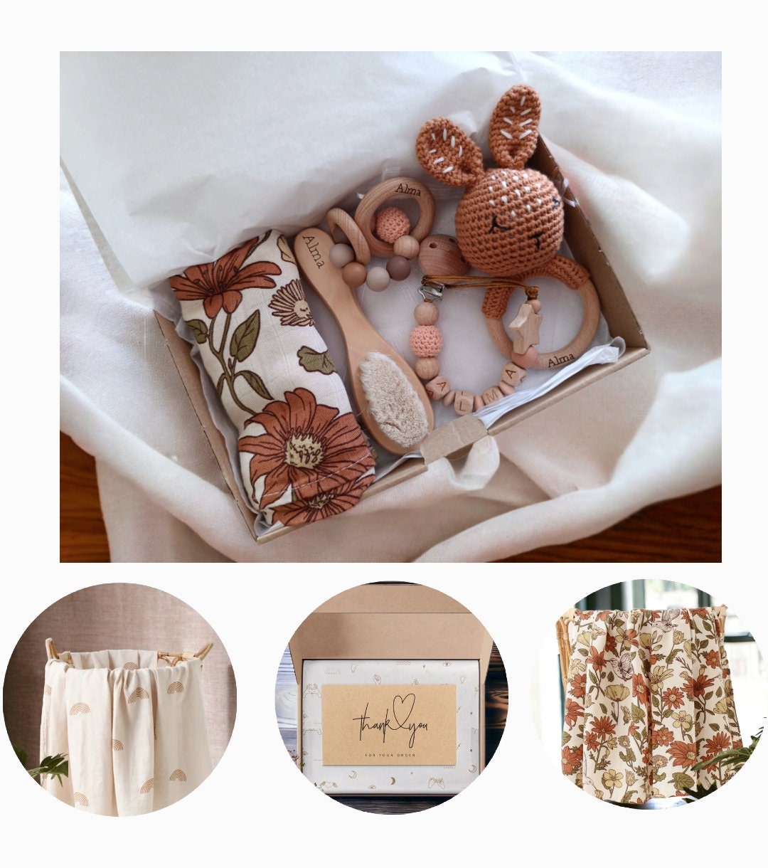 Personalized Birth Gift Box Rattle Pacifier Clip Ring - Etsy