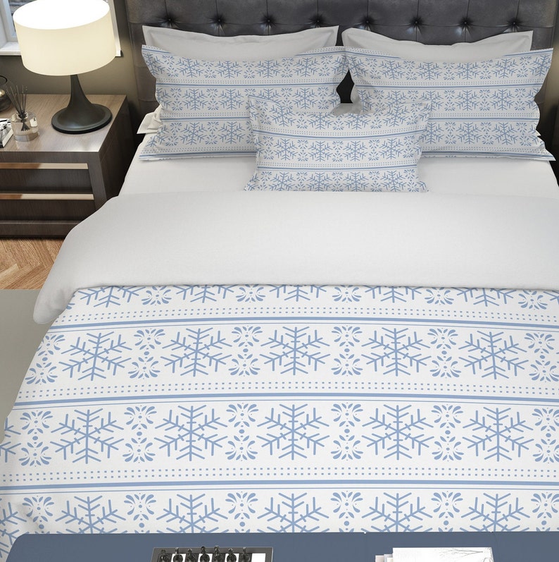 Blue Snowflake Duvet Cover, Snowflakes Cotton Comforter Covers and ...