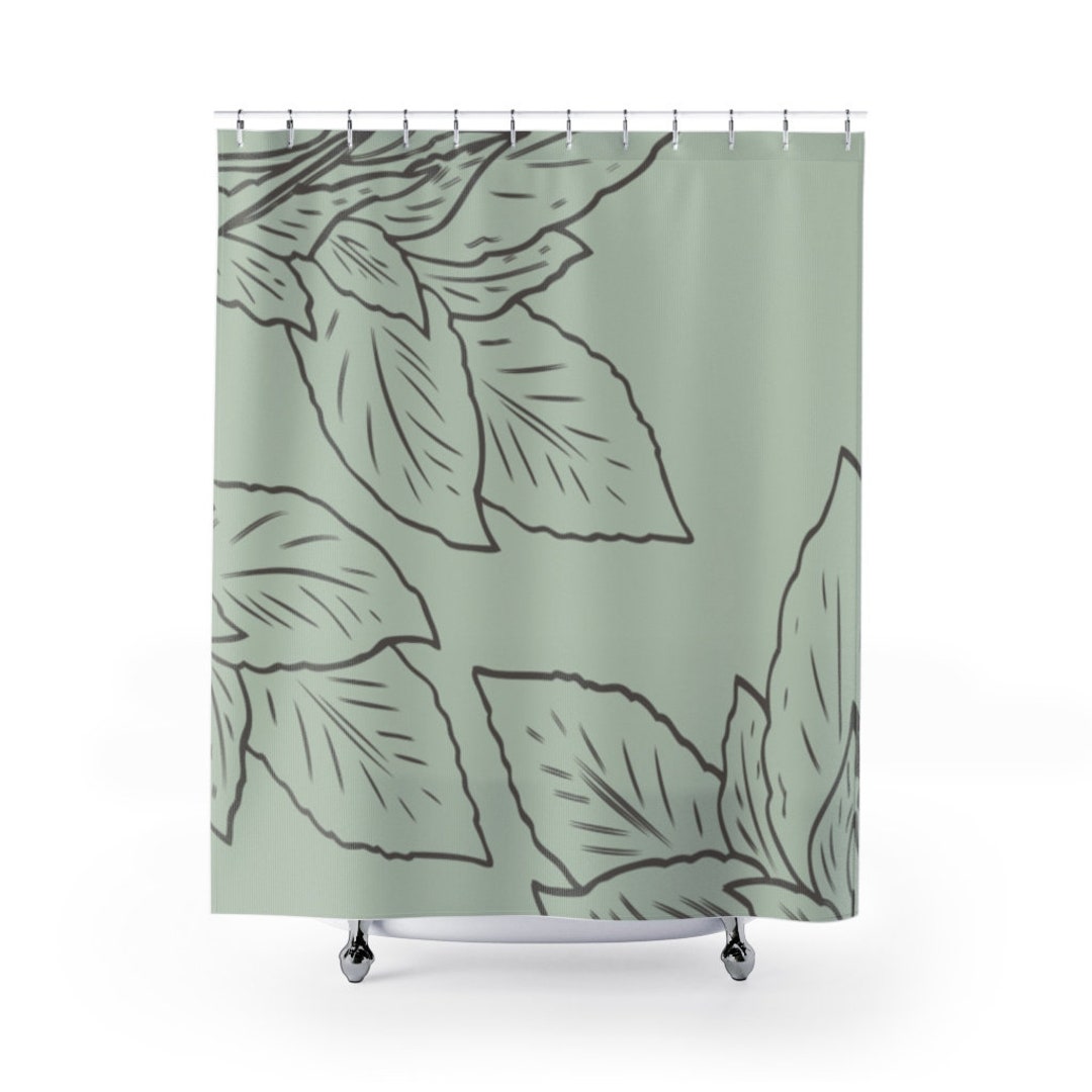 Green Gray Shower Curtain, Modern Boho Long Shower Curtains, Bold ...