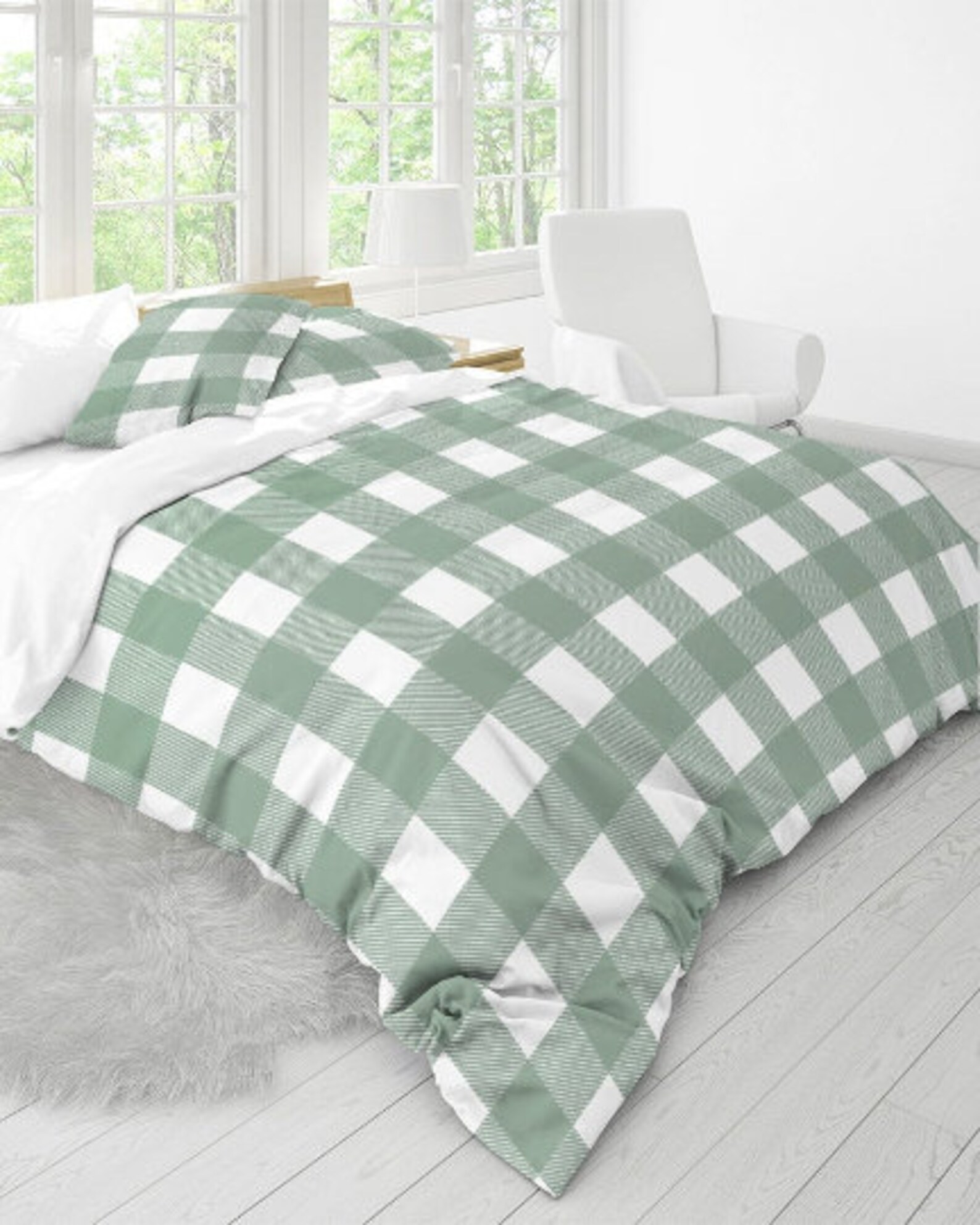 Buffalo Check Duvet Cover Set Sage Green Bedding Twin Queen Etsy