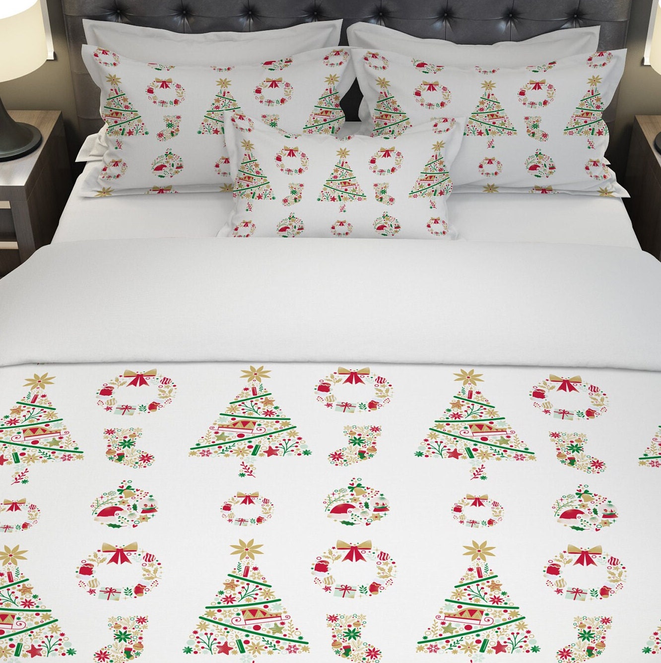 Christmas Tree Duvet Cover, Holiday Bedding Set, King/queen/double/full ...