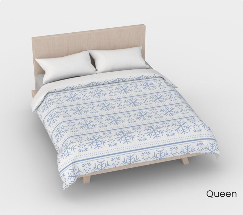 Blue Snowflake Duvet Cover, Snowflakes Cotton Comforter Covers and ...