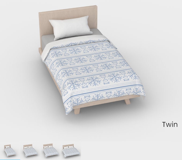 Blue Snowflake Duvet Cover, Snowflakes Cotton Comforter Covers and ...
