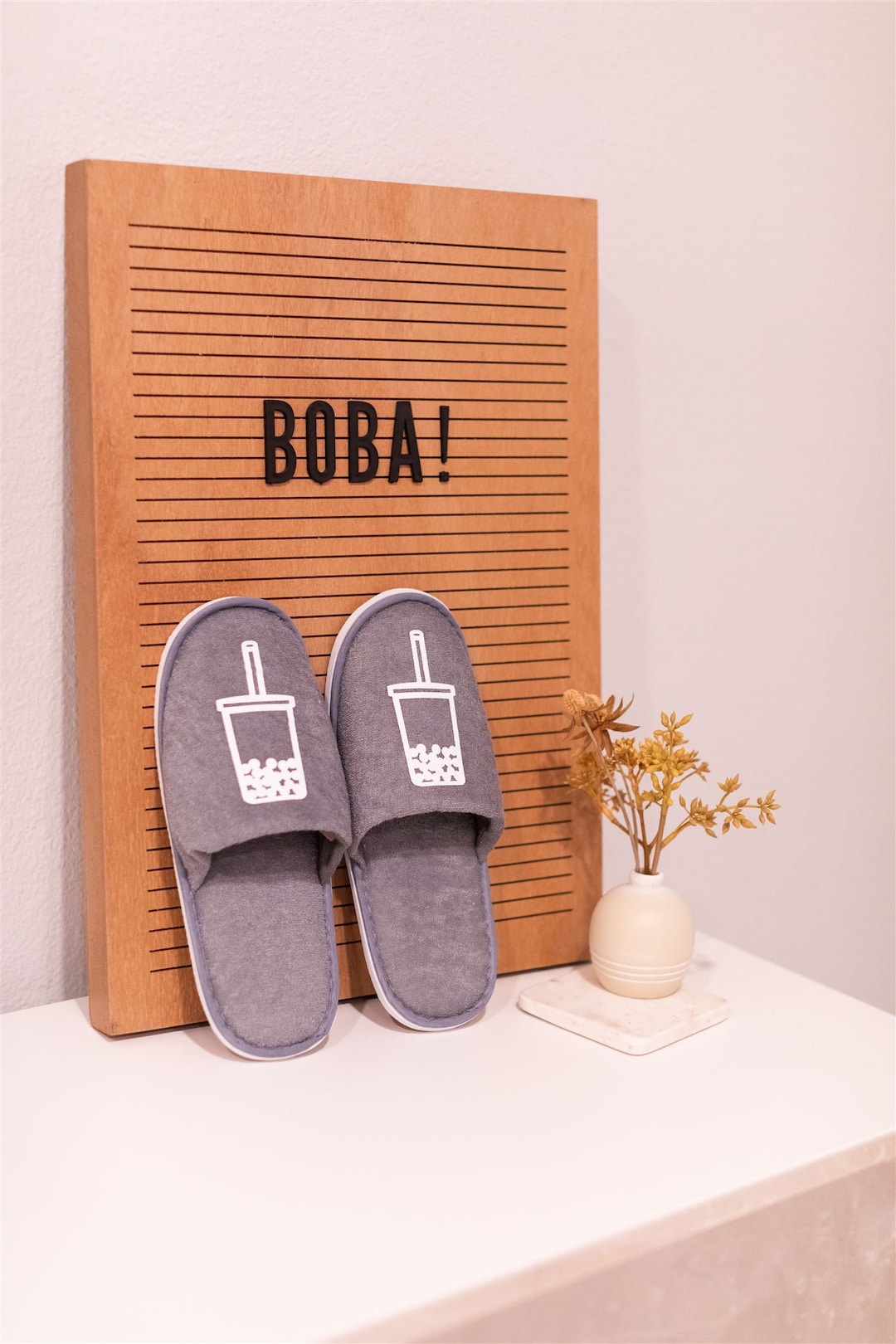 Boba Milk Tea House Slippers! *comfy! (gray) - Etsy