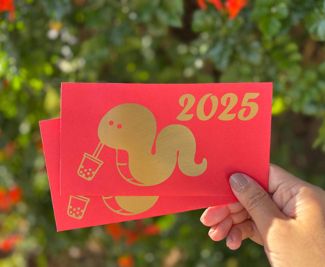 Red Envelopes Lunar New Year Snake 2025 - Boba Drinking Snake! *set of ...