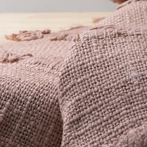 Cotton Throw, Loom Fabric Handmade Blanket, Hand Wovan Peach Color ...