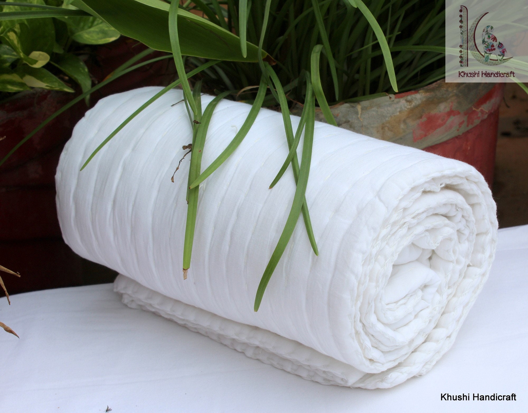 Solid White Cotton Kantha Baby Quilt Nursery Baby Blanket - Etsy